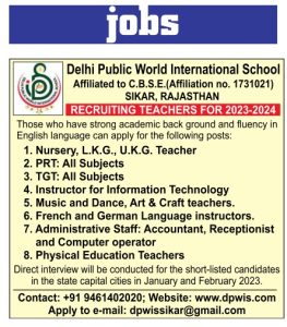 Job Openings in Rajasthan (Newspaper Clips- 04/01/2023) | FacultyPlus