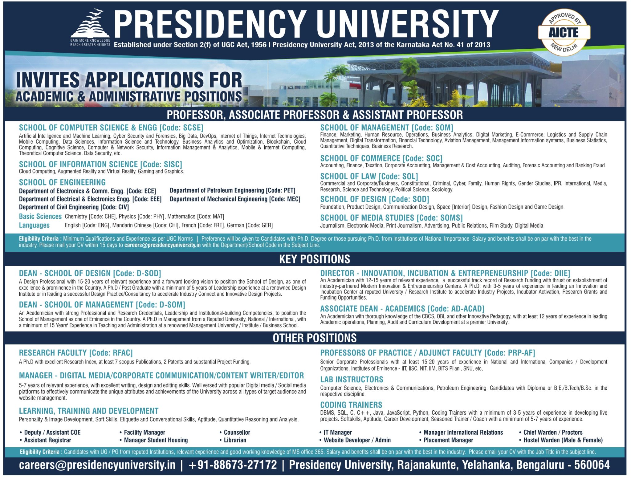 Faculty Opening 2023 in Karnataka- 18/01/2023 | FacultyPlus
