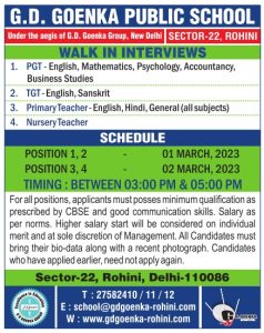 School Teacher and College Faculty recruitment 2023- Delhi 22/02/2023 | FacultyPlus