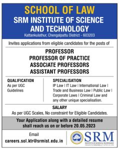 SRM Institute of Science and Technology, Chengalpattu Wanted Teaching ...