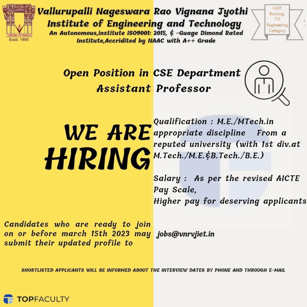 Vallurupalli Nageswara Rao Vignana Jyothi Institute of Engineering &Technology (VNR VJIET ...