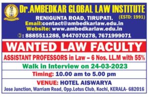 Dr. Ambedkar Global Law Institute, Tirupati Wanted Assistant Professors (Walk-in) | FacultyPlus