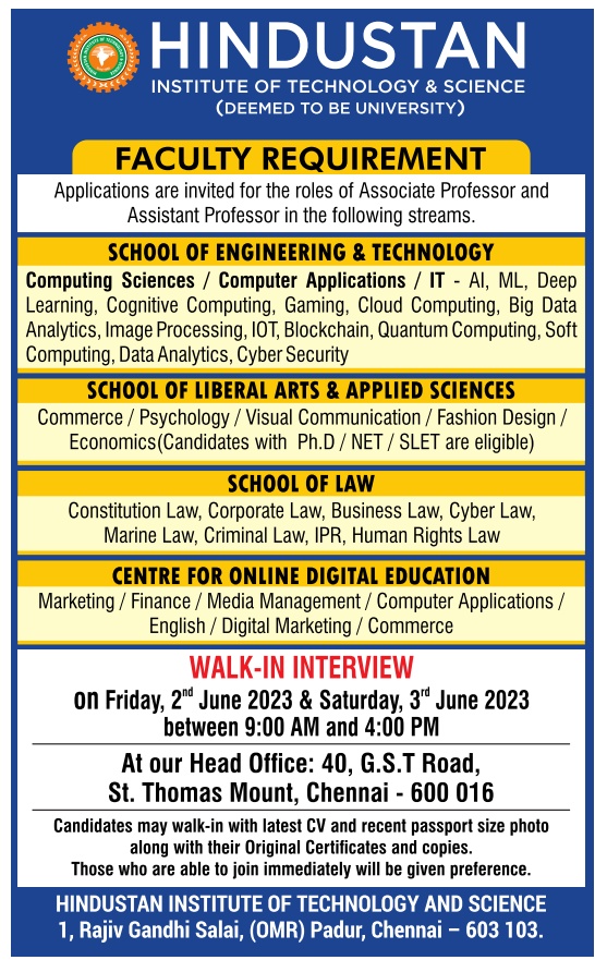 Hindustan University | FacultyPlus