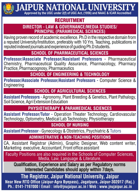 Jaipur National University | FacultyPlus