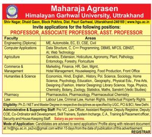 Maharaja Agrasen Himalayan Garhwal University, Uttarakhand Wanted Professor/ Associate Professor ...