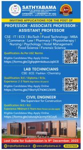 Teaching/Non-Teaching Jobs at Sathyabama Institute of Science And Technology, Chennai | FacultyPlus