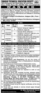 Sinhgad College of Architecture, Pune wanted Professor, Associate ...