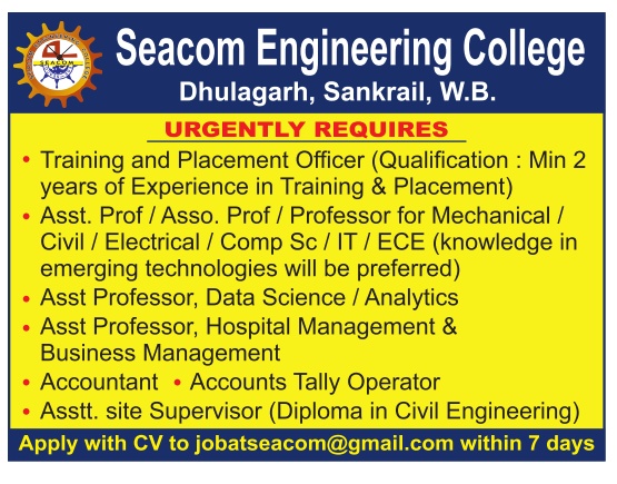 Faculty Recruitment 2023 at Seacom Engineering College, Howrah | FacultyPlus