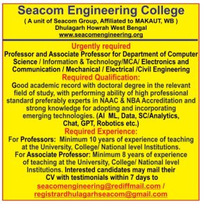 Faculty Recruitment 2023 at Seacom Engineering College, Howrah | FacultyPlus