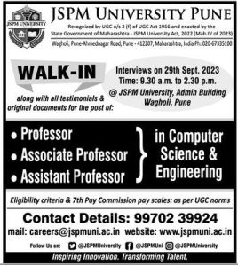 JSPM University, Pune Wanted Assistant Professor | FacultyPlus