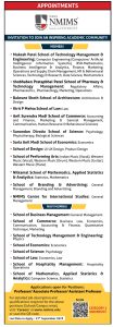 SVKM’s NMIMS Deemed to be University Wanted Professor/ Associate Professor/ Assistant Professor ...