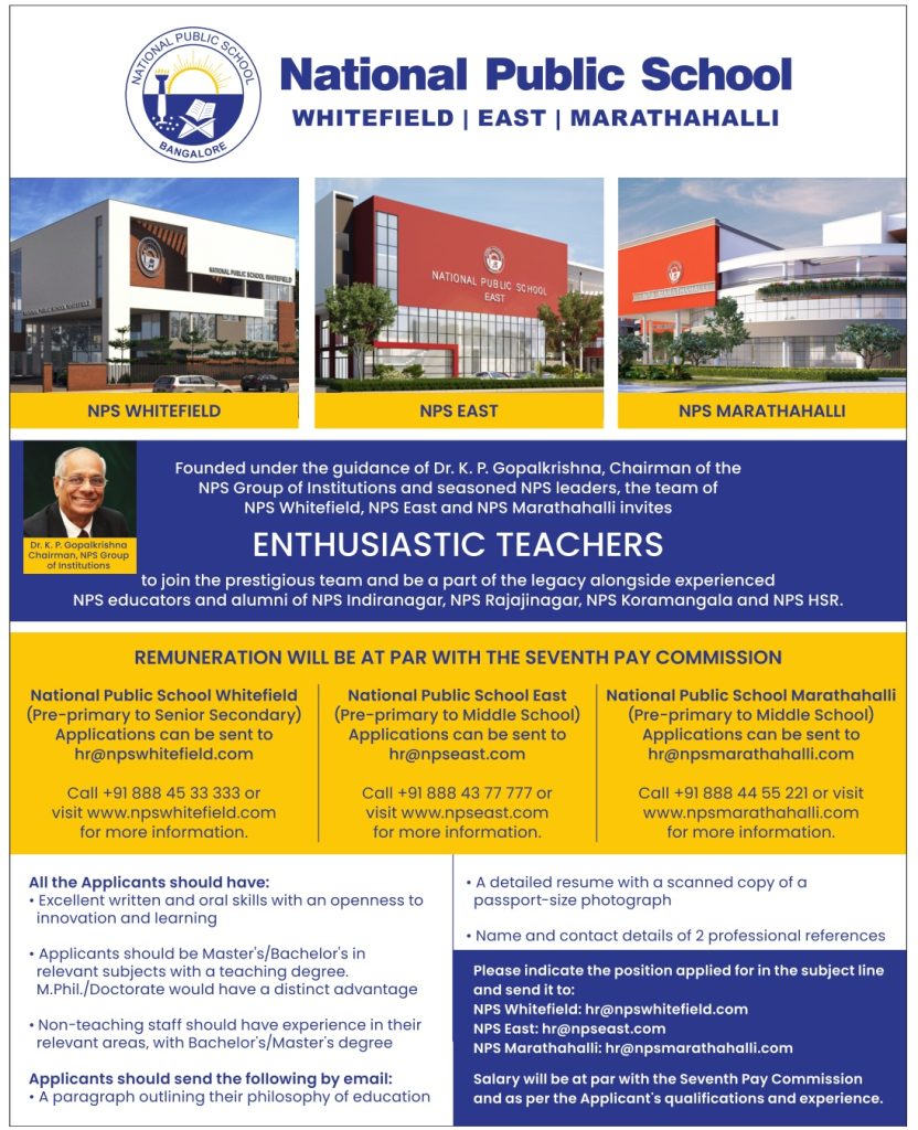 National Public School, Bengaluru Wanted Teachers | FacultyPlus