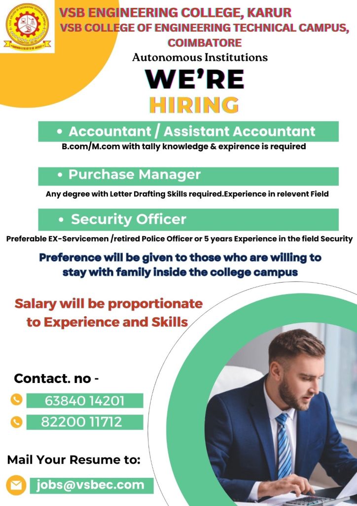VSB Group of Institutions Wanted Accountant/Asst. Accountant/Purchase Manager/Security Officer ...