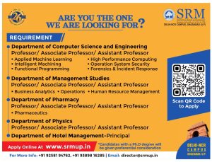 SRM Institute of Science and Technology, Delhi NCR Wanted Professor/ Associate Professor ...
