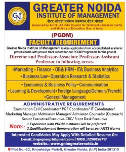 Greater Noida Institute of Management, Greater Noida Wanted Professor/ Associate Professor ...