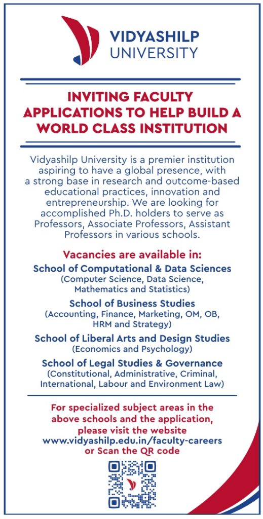 Faculty Recruitment 2023 at Vidyashilp University, Bengaluru | FacultyPlus