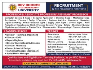 Teaching and Non-Teaching Faculty Jobs at Dev Bhoomi University ...