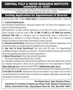 Central Pulp & Paper Research Institute, Saharanpur Wanted Director ...