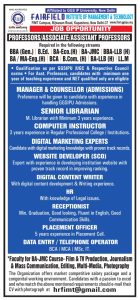 FAIRFIELD INSTITUTE OF MANAGEMENT & TECHNOLOGY, New Delhi Wanted Teaching and Non-Teaching ...