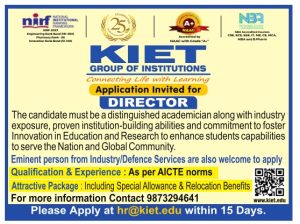 KIET Group of Institutions Wanted Director | FacultyPlus