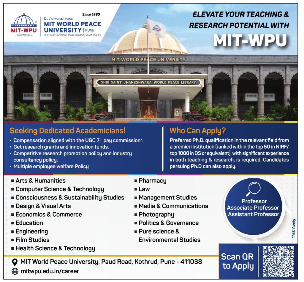 MIT World Peace University, Pune Wanted Professor/Associate Professor ...