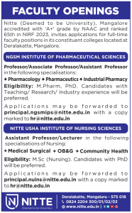 NITTE University, Mangaluru Wanted Teaching Faculty | FacultyPlus