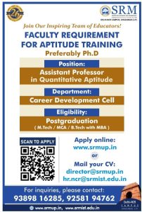SRM Institute of Science and Technology, Delhi NCR Wanted Assistant Professor | FacultyPlus