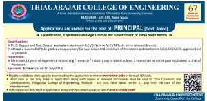 Principal Wanted at Thiagarajar College of Engineering, Madurai | FacultyPlus