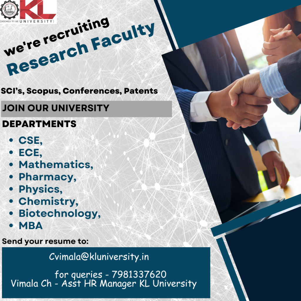 KL University, Guntur Looking for Research Faculty | FacultyPlus