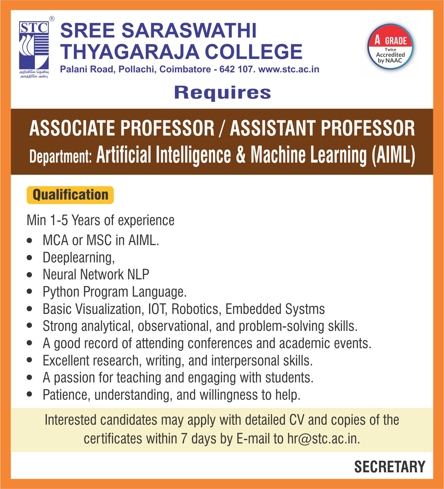 Wanted – AIML | FacultyPlus