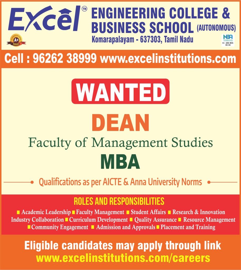 Excel Group of Institutions- Faculty Appointment 2024 | FacultyPlus