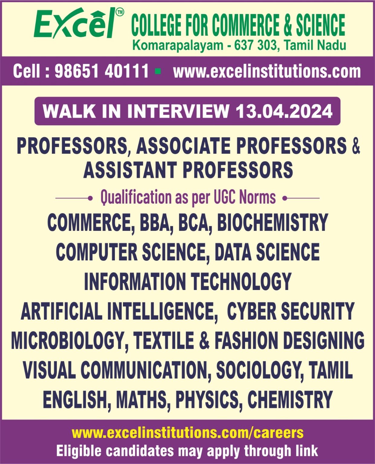 Excel Group of Institutions- Faculty Appointment 2024 | FacultyPlus