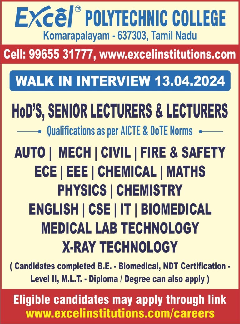 Excel Group of Institutions- Faculty Appointment 2024 | FacultyPlus