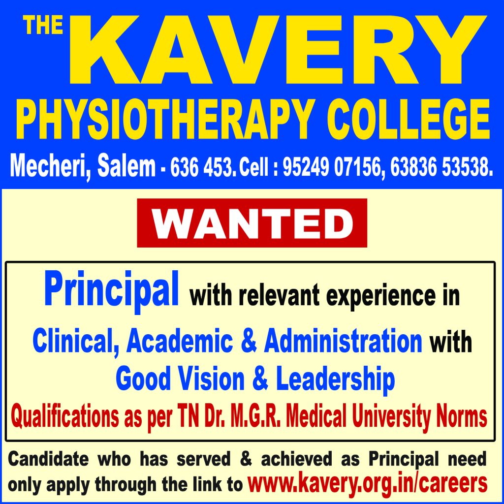 The Kavery Physiotherapy College Wanted Principal | FacultyPlus