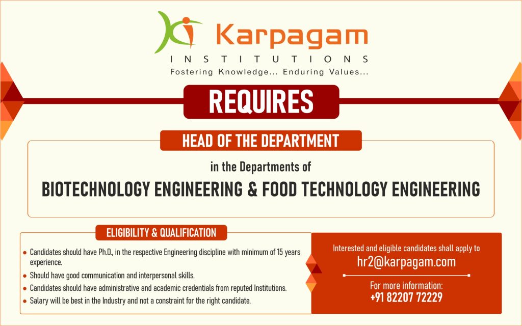 Karpagam Institutions, Coimbatore Wanted HOD | FacultyPlus