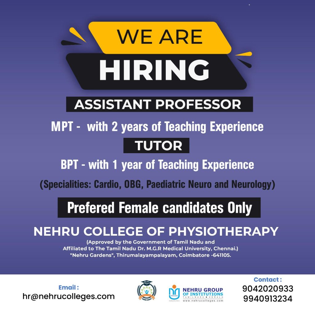 Faculty Recruitment 2024 at Nehru Group of Institutions, Coimbatore | FacultyPlus