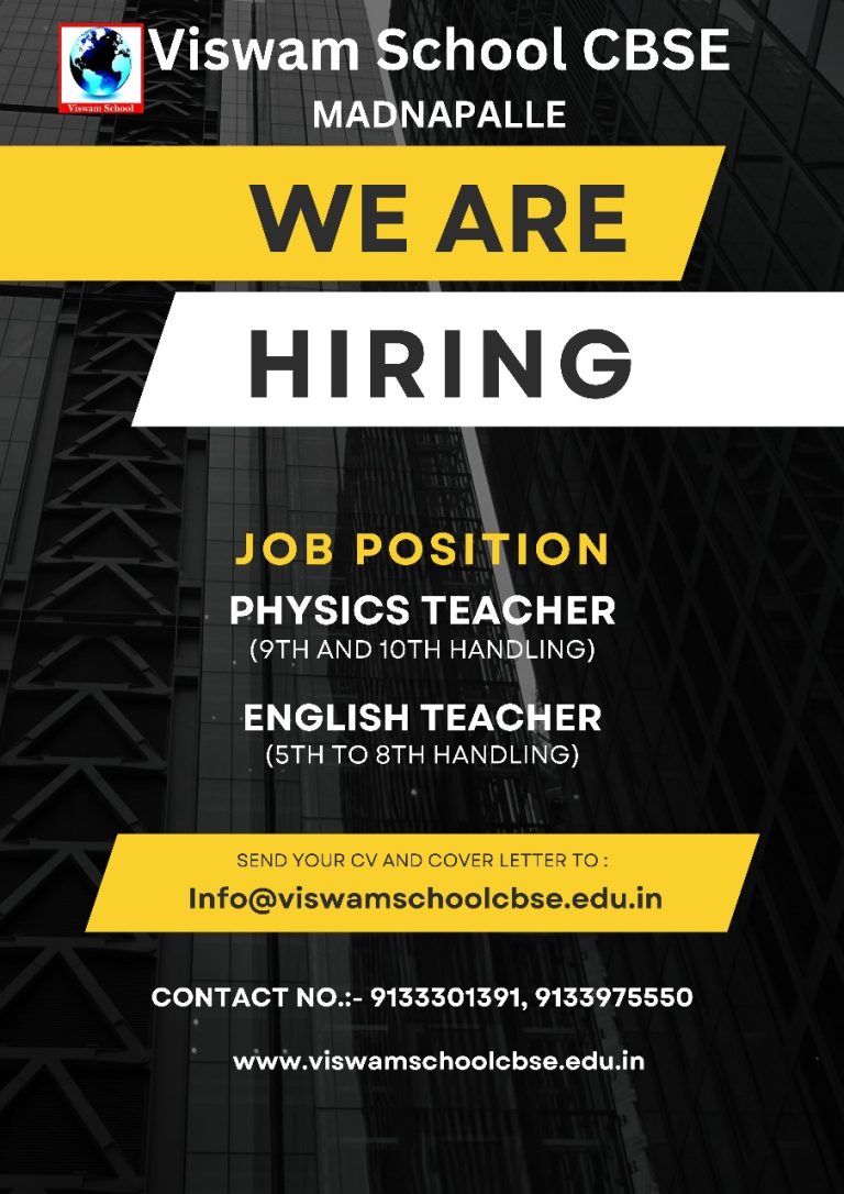 Viswam School CBSE, Chitoor wanted Teacher | FacultyPlus