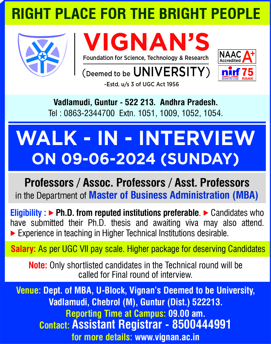 Vignan’s Foundation for Science, Technology & Research (Deemed to be ...