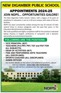 New Digamber Public School, Indore Wanted Teachers and Non-Teaching ...
