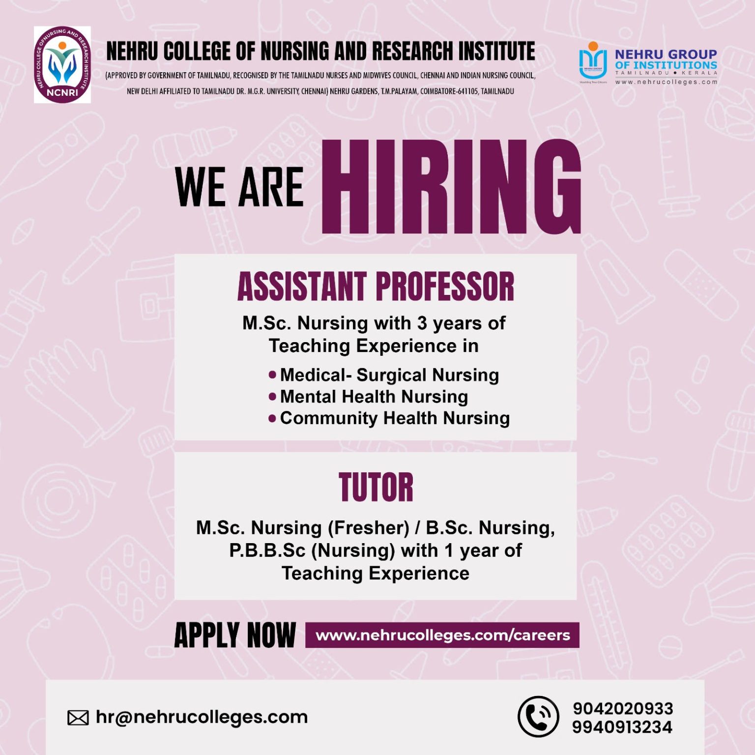 Nehru Group of Institutions, Coimbatore Wanted Faculty | FacultyPlus