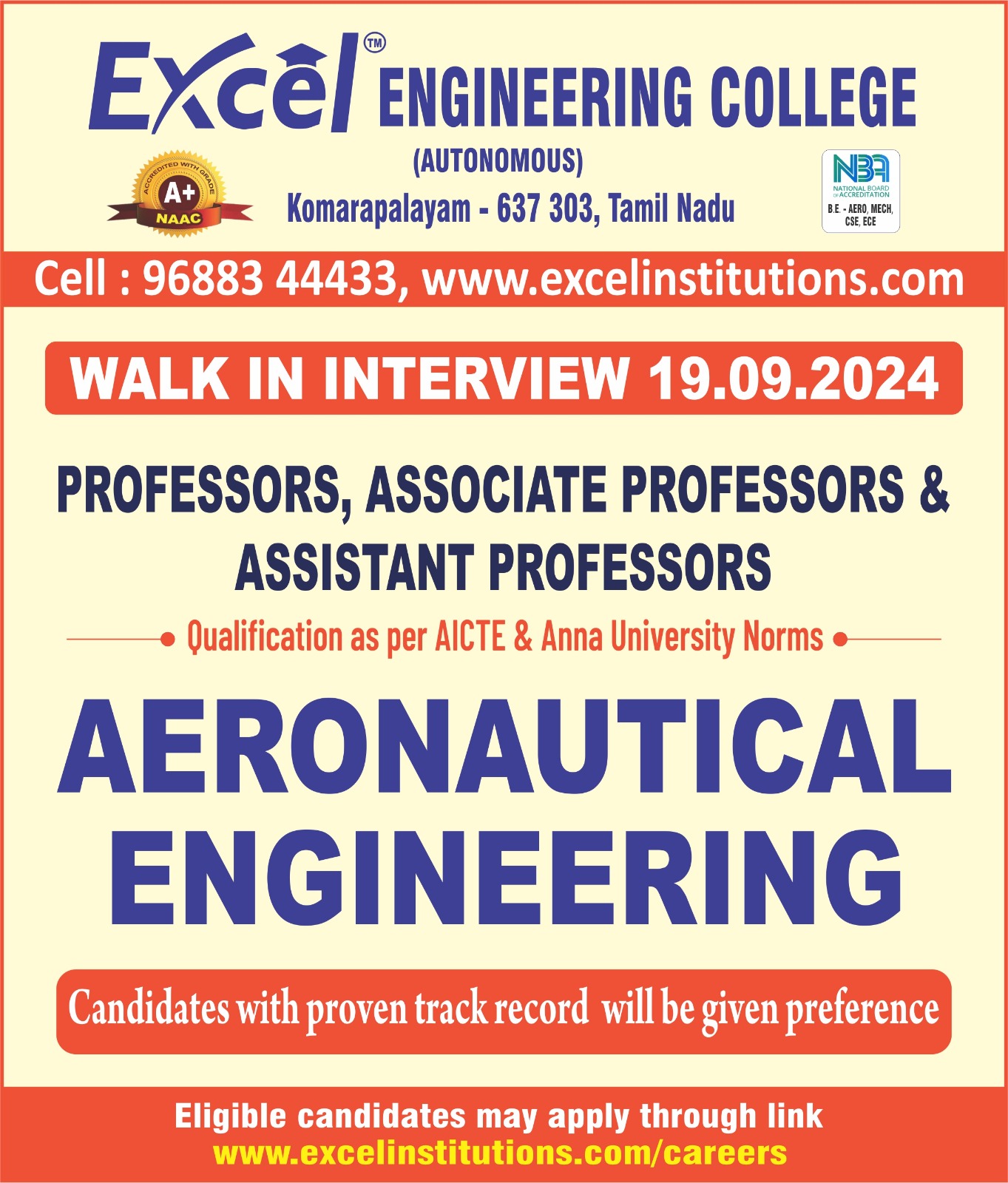 Excel Group of Institutions Wanted Faculty (Walk-in) | FacultyPlus