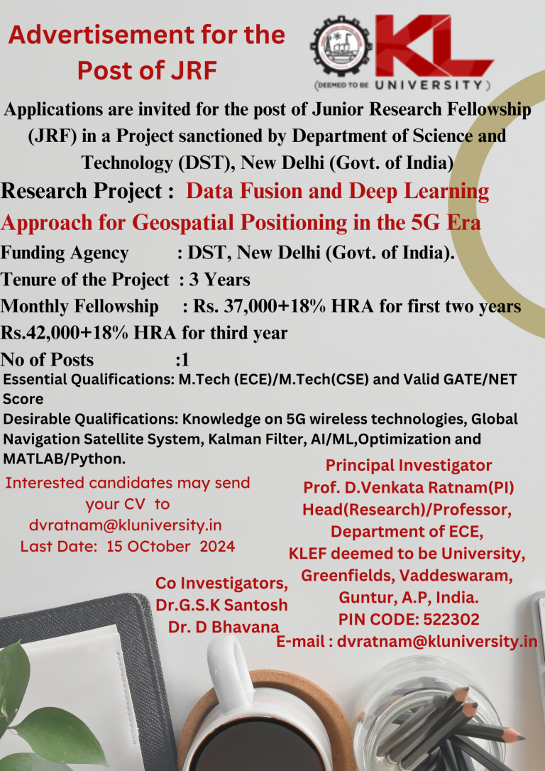 KL Deemed University Wanted JRF | FacultyPlus KL Deemed University Wanted JRF | FacultyPlus