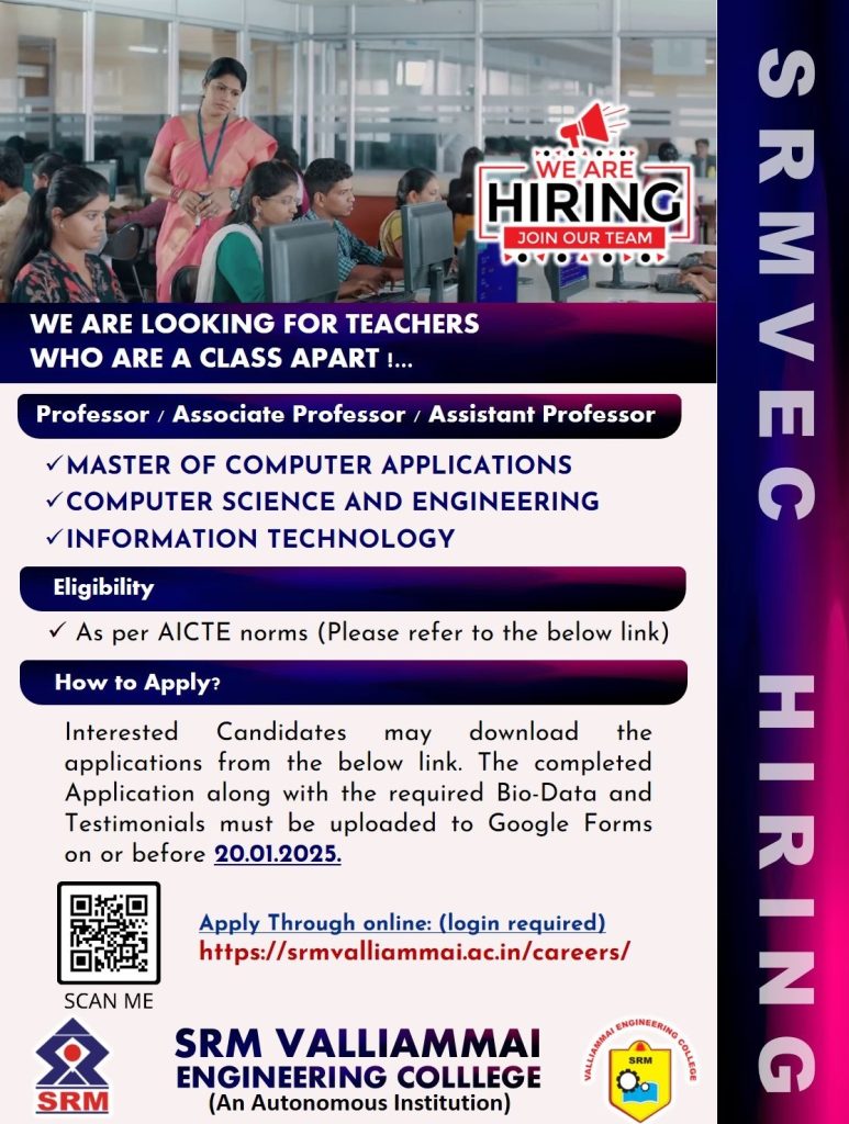 SRM Valliammai Engineering College (Autonomous) Required Faculty ... SRM Valliammai Engineering College (Autonomous) Required Faculty ...