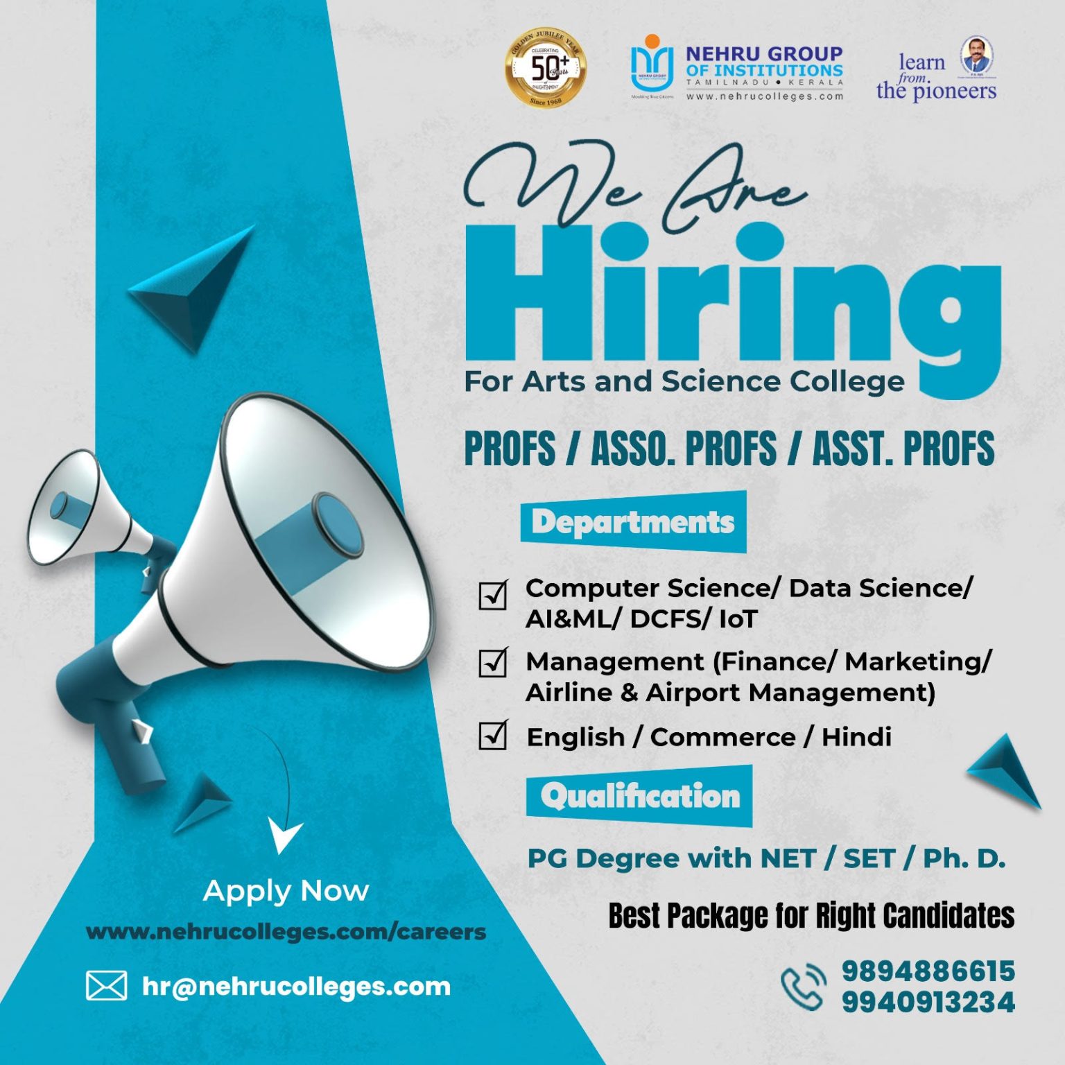 Faculty Recruitment 2024 at Nehru Group of Institutions, Coimbatore | FacultyPlus