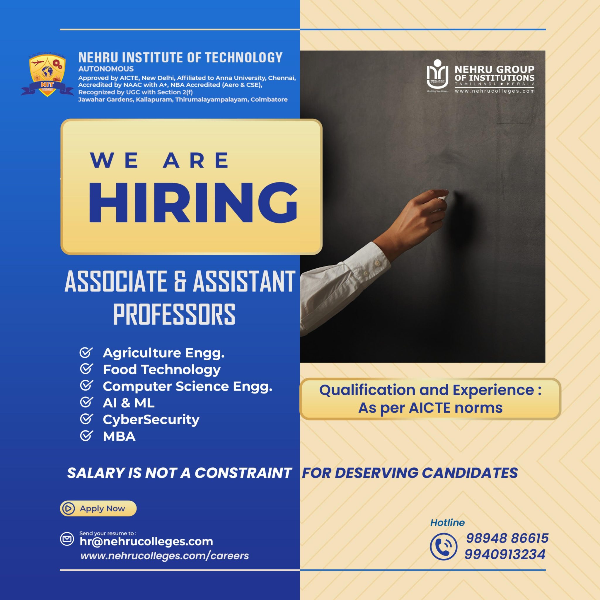 Nehru Group of Institutions, Coimbatore- Faculty Job Openings 2025 | FacultyPlus