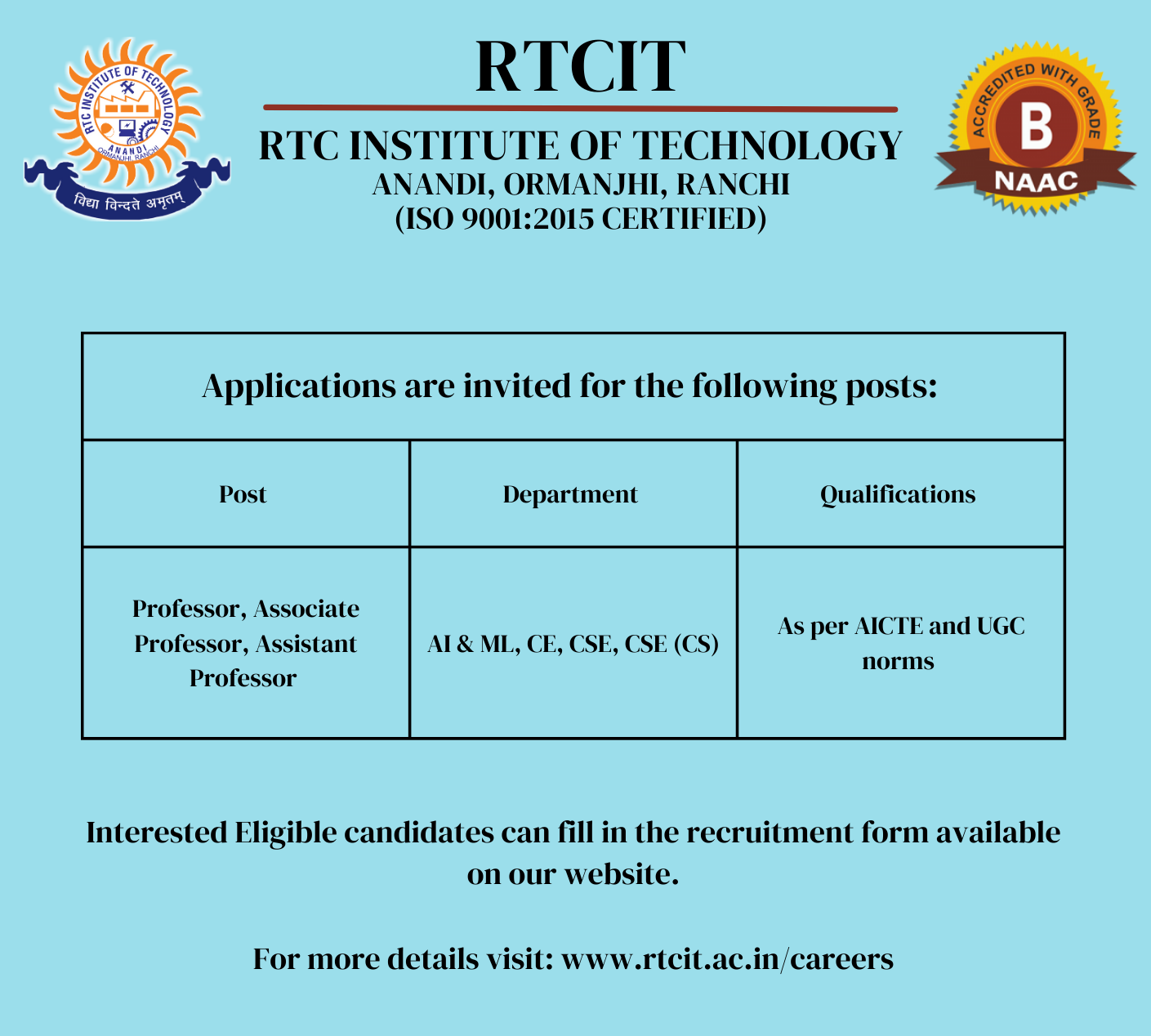 Recruitment Ad 2025-26 | FacultyPlus