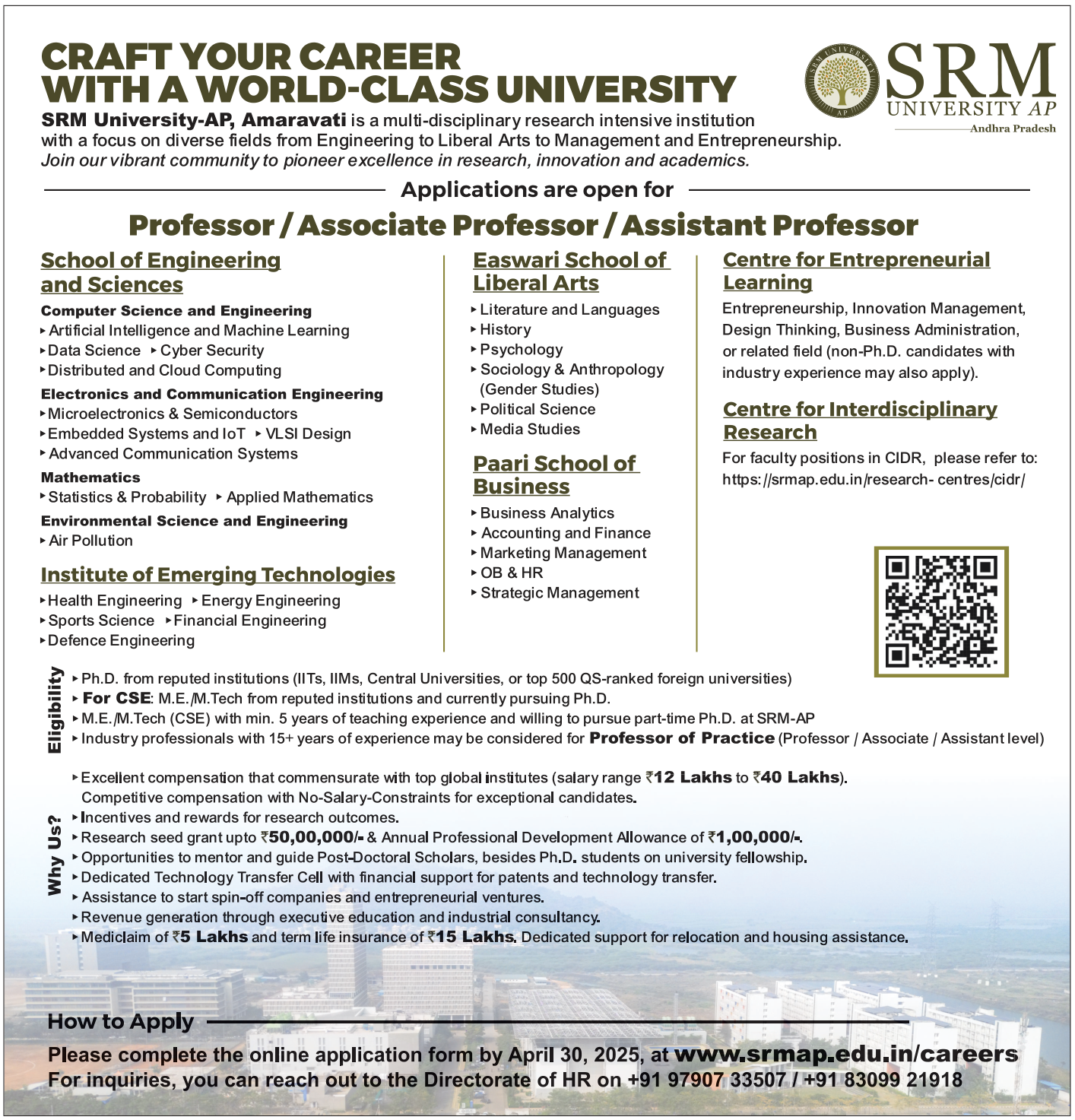 SRM University AP Wanted Assistant Professor/Associate Professor/Professor | FacultyPlus