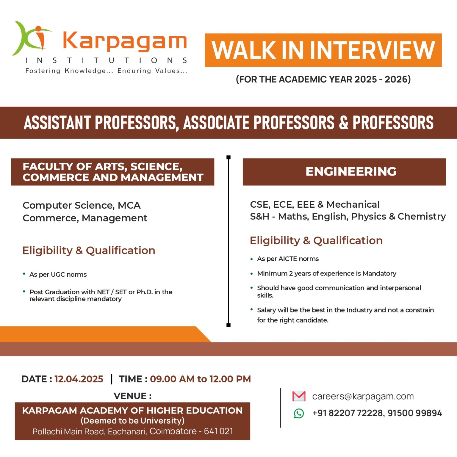 Karpagam Academy of Higher Education, Coimbatore (Walk-in Interview ...