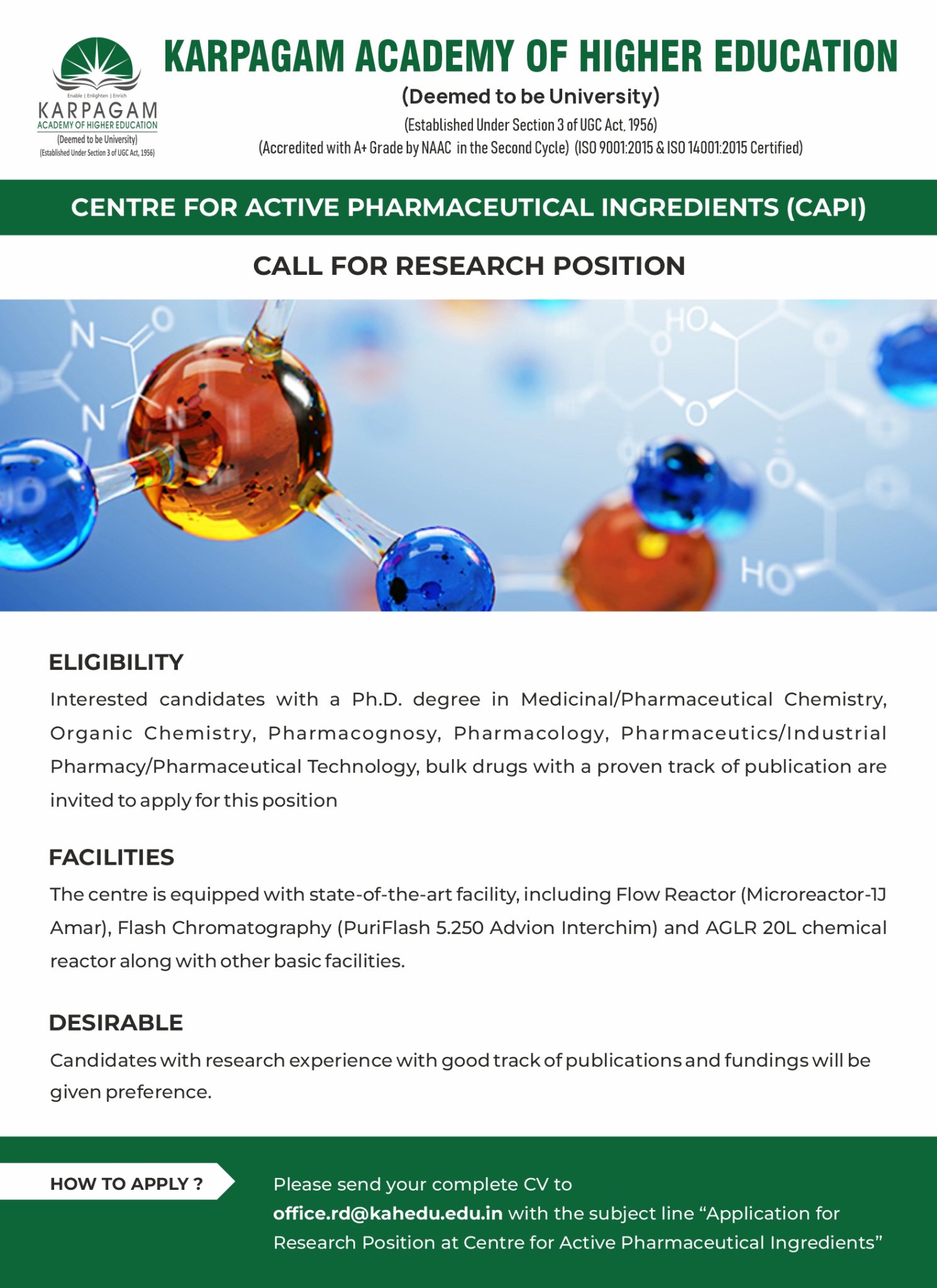 Karpagam Academy of Higher Education, Coimbatore Wanted Research Position | FacultyPlus