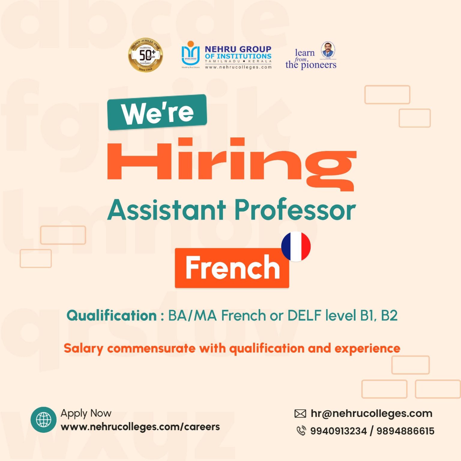 Nehru Group of Institutions, Coimbatore Required Faculty | FacultyPlus